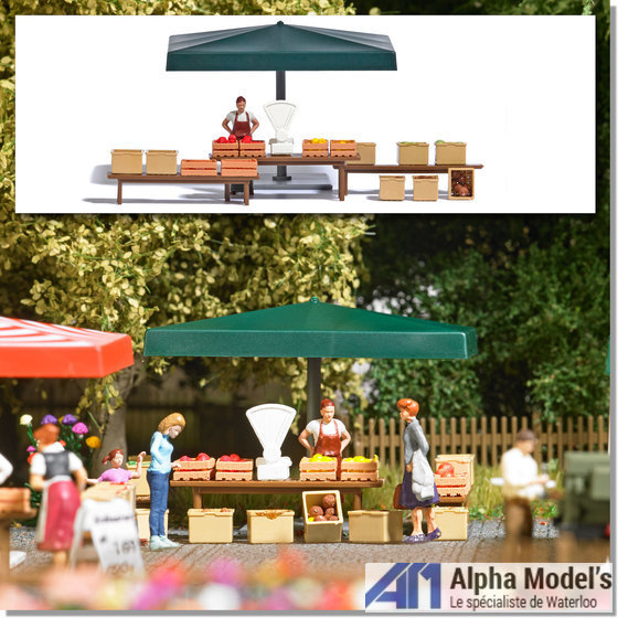Busch 7915 - Action-set: Etal de légumes au marché - Alphamodels